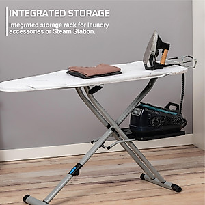 Rowenta Pro Compact Ironing Board with Hanger Rack 18 x 54 Inches Space Saving, Folding, 4 Legs IB9100,Beige