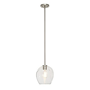 Catalina 9" Modern Clear Glass Round Mini Pendant Ceiling Light, Brushed Nickel