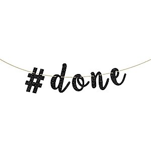 INNORU # Done Banner - Black Glitter Congrats Grad Sign, High School, College, University Graduate Party Decorations Supplies