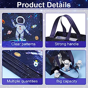 Windyun 48 Pcs Space Gift Bags Bulk Large Outer Space Party Favors Bags Non Woven Goodie Candy Treat Bag with Handles Planet Galaxy Tote Bags for Space Theme Birthday Baby Shower Party Supplies