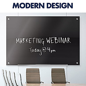 Quartet Glass Whiteboard, Magnetic Dry Erase White Board, 3' x 2', Black Surface, Infinity (G3624B)