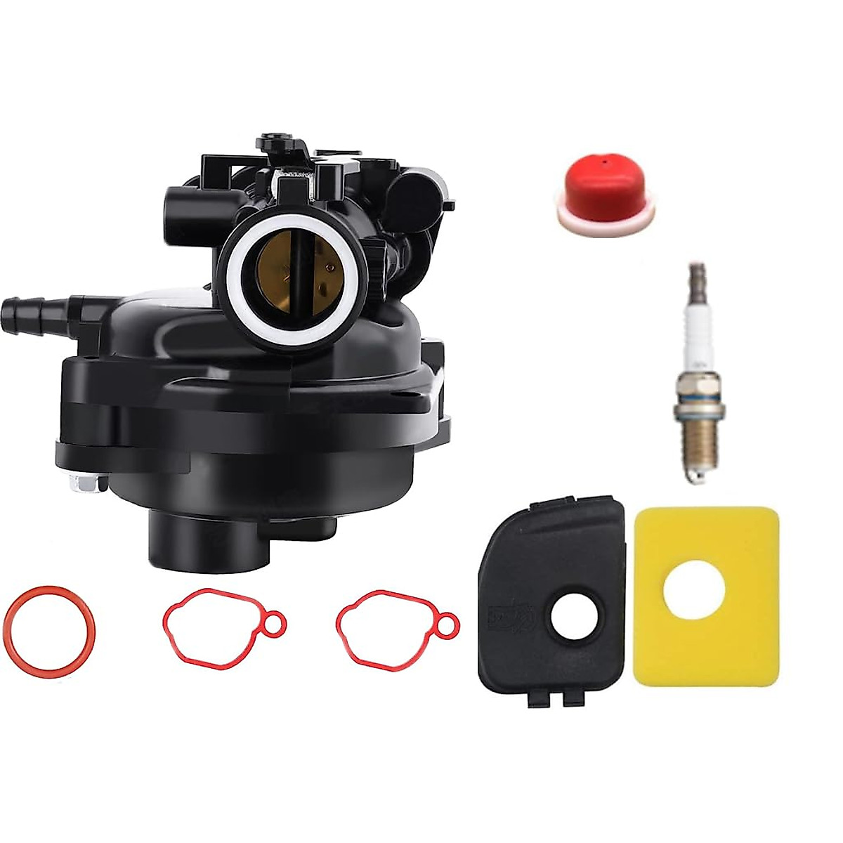 Carburetor Spark Plug Kit for 550EX 500E 450E 300E 08P502 09P602 Lawn Mower Engine Replacement 799583 593261 595656 591979 591160 with Air Filter,Air Cover,Primer Bulb Assembly
