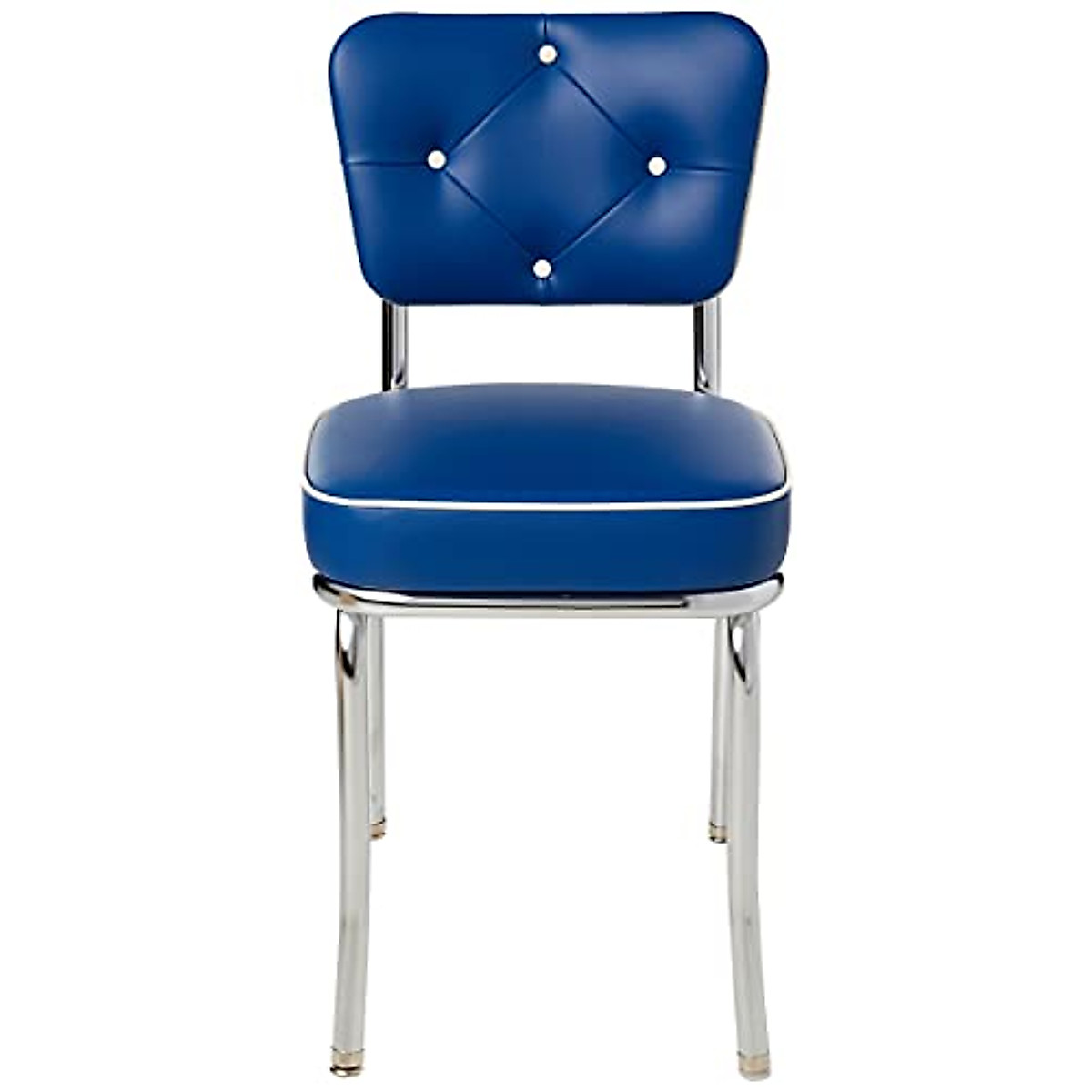 Richardson Seating Chrome Diner Chair with Button Tufted Back and 2" Box Seat, NULL, Metal, Royal Blue
