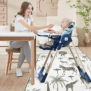 Insular Baby Splat Mat for Under High Chair/Arts/Crafts, Anti Slip and Waterproof Splash Mat for Floor, Portable Picnic Mat, 51x51 Inch, Safari