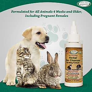 Mad About Organics Herbal Ear Cleanser for Dogs & Cats - No-Sting Formula Gently Cleanses Ears, Removes Wax & Debris, Supports Healthy Ear Care, Calming Grooming Supplies for Pets, 2oz Bottle