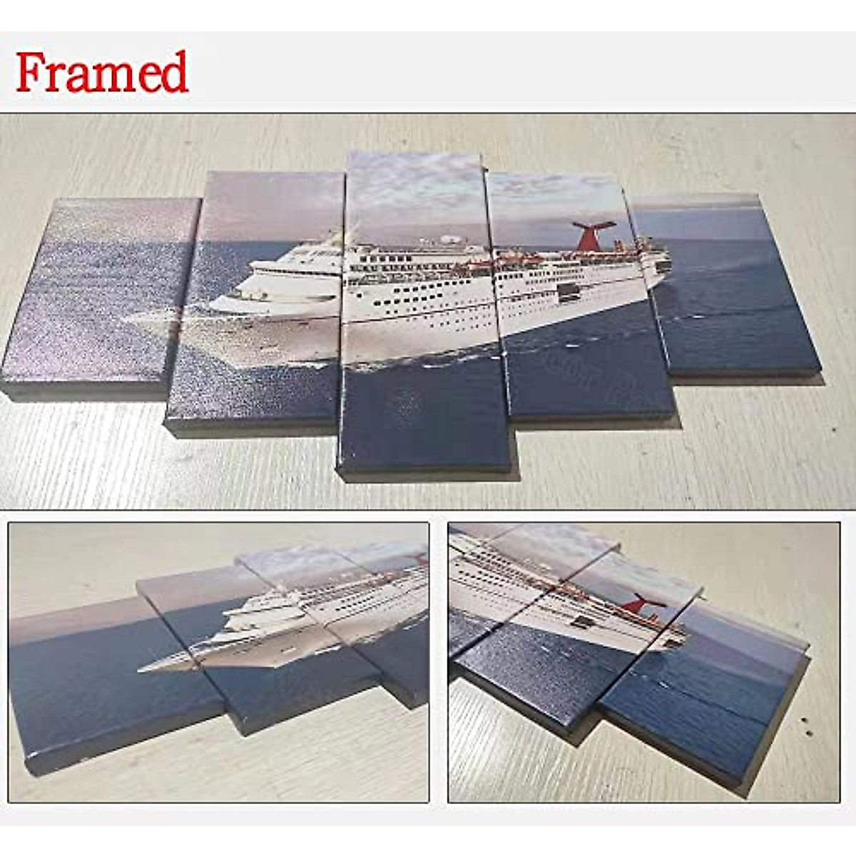 Oil Painting Canvas Framed Gwen Art Set of 5 Ready To Hang (Framed)(59x33Inch)