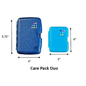 Claire's Exclusive - Caboodles Makeup Small Case, Duo Travel Cosmetic Purse or Bag Organizer, 2 Hard Cases - (Case 1-6x4x1) (Case 2-4x3x1) 2-Pack Bright Blue and Glitter Navy Blue