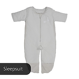 Baby Brezza 3-in-1 Baby Sleepsuit - Unique Swaddle Transition Sleepsuit - Breathable with Mesh Panels - Converts Between Sleepsuit, Wearable Blanket & Sleep Vest, 3-6 Months, Grey