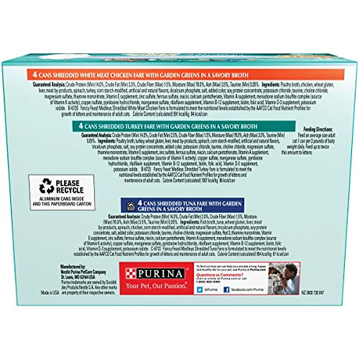 Fancy Feast Medleys Wet Cat Food Variety Pack, Shredded Fare Collection, (12) 3 Oz Cans