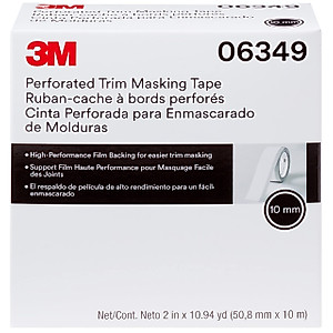 3M Perforated Trim Masking Tape 06349, Molding Paint Protection, Trim Lifting Tape, Hand Tearing, 10 mm Hard Band, 50.8 mm x 10 m