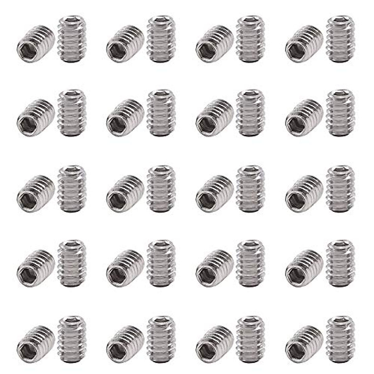 Hilitchi 100Pcs SAE Stainless Hex Allen Head Socket Set Screws Grub Screw Bolts Assortment Kit Internal Hex Drive Cup-Point Screws #8-32 x 1/4