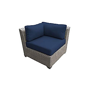 TK Classics Florence 7 Piece Outdoor Wicker Patio Furniture Set, Navy
