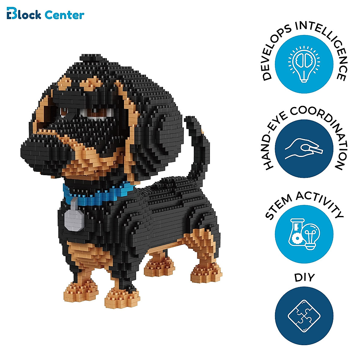 BLOCK CENTER Dachshund Dog 2024 Edition 3D Puzzle 2100 Pieces Building Blocks Set - Mini Block Gift Kit for Kids and Adults (Dachshund)