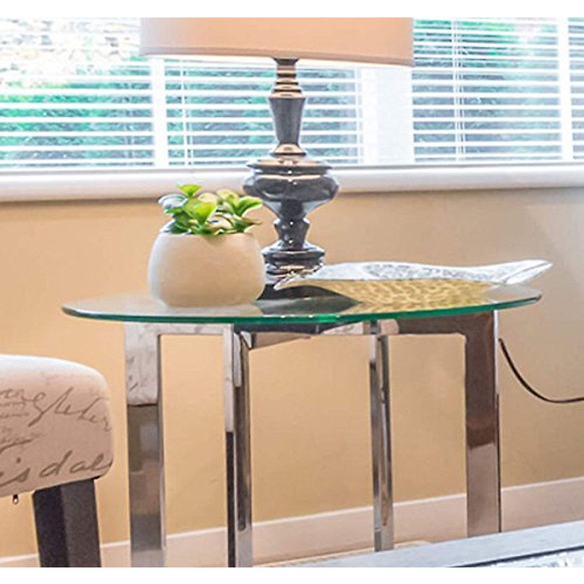 24" Inch Round Glass Table Top 1/4" Thick Tempered Beveled Edge by Fab Glass and Mirror