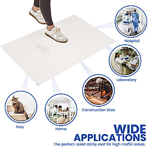CALPALMY 150 Sheets 24" x 36" Adhesive Mats - Sticky Mat for Laboratories, Homes, Construction Sites, and More - Remove Dust and Dirt from Shoes and Equipment Wheels - White