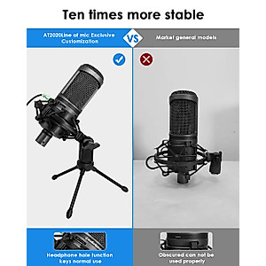 Etour AT2020 Microphone Shock Mount with Pop Filter, [Custom Built for AT2020 Mic] Anti-Vibration Suspension Shock Mount Holder Clip Compatible with audio technica at2020 line Kit
