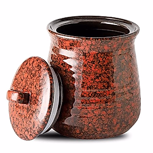 Hasense Ceramic Food Storage Jar, Coffee Canister with Lid, Cookie Candy Jar for Kitchen and Home, Serving for Dog Treat Sugar Loose Tea Flour Coffee Beans Rice Snack Storage 35 OZ Red