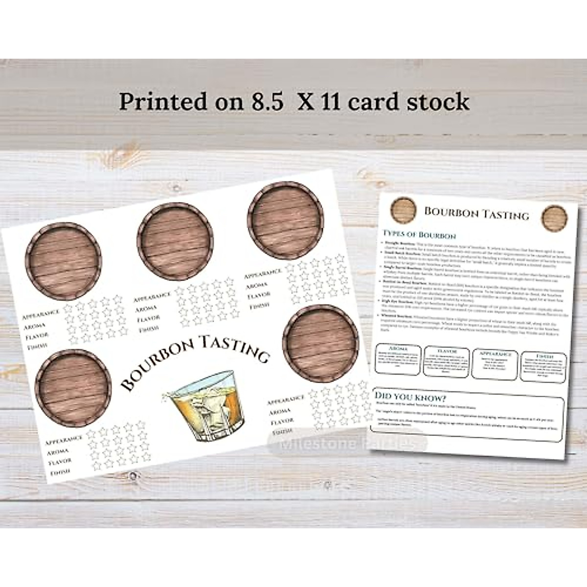 Bourbon flight tasting mat and guide sheet. Bourbon tasting guide for bourbon party. Bourbon placemats, Bourbon lover. Bachelor party games for bourbon party