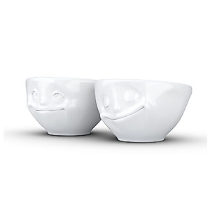 TASSEN Small Porcelain Bowl Set No. 2, Happy & Dreamy Face, 3.3 oz. White (Set of 2 Bowls)