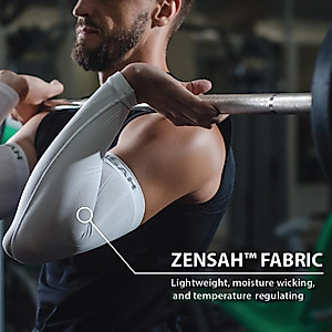 Zensah Compression Arm Sleeves - Sun, UV Protection, Thermal Regulating Sleeve, Made in USA (Black, Small/Medium)