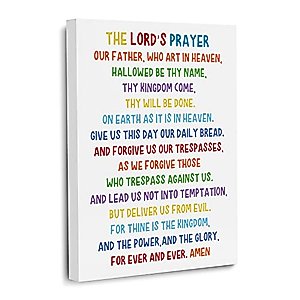 FAZAKION The Lord'S Prayer Colorful Wall Art Inspirational Quotes, Nursery Canvas Artwork Wall Decoration (12"X15" Framed), Playroom Decor Kids Art Prints Motivational Posters Classroom -007