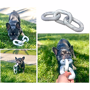 Tug of War Dog Chew Toy - Natural Rubber Heavy Duty Marble Links - Neutral Aesthetically Pleasing Puppy Chew Toys for Small, Medium or Large Dogs (White & Gray Marble)