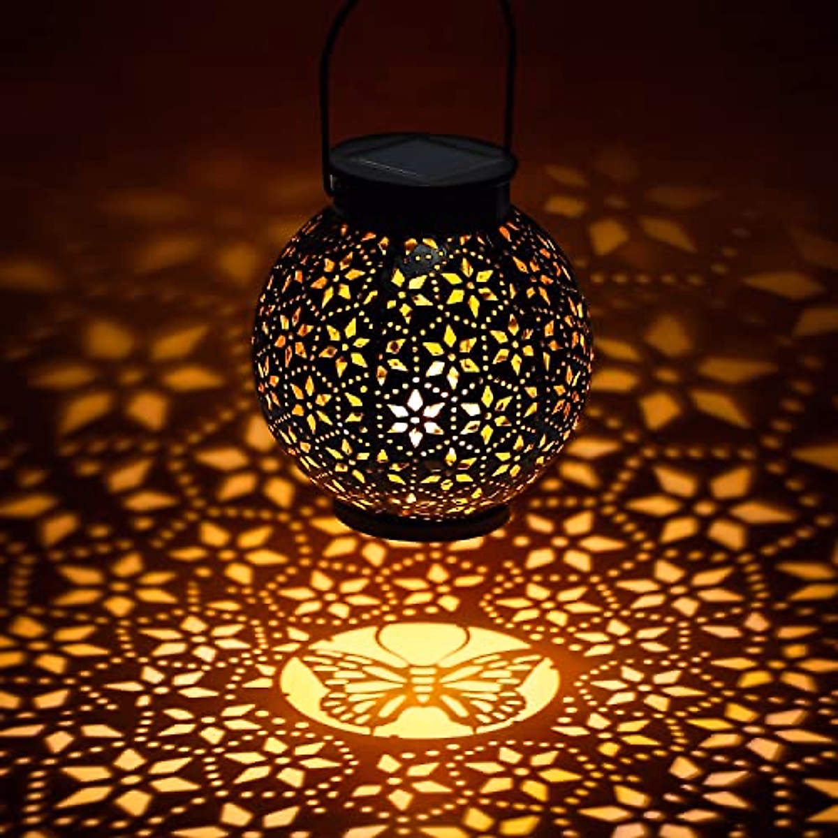 Solar Lantern Outdoor Garden Decor- 2 Pack OxyLED Lanterns Waterproof Decorative Retro Metal Solar Powered Lights with Hanging Handle for Table Patio Yard Backyard Pathway Walkway Christmas