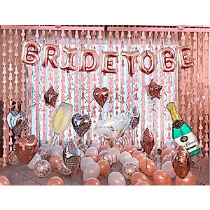 Bachelorette Party Decorations Rose Gold Fringe Curtains Bridal Shower Decorations Wedding Decor Party Rose Gold Backgrounds (2 Pack 3.2 x 6.6 ft)