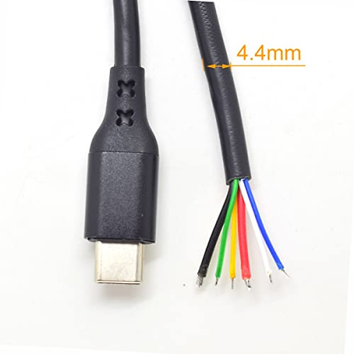 ELNONE USB C Pigtail Cable, Type-C 4ft 1.2meter 5A 20AWG 6 core Power Data Pigtail Cable, CC1 CC2 Cord DIY Black for Laptop Charging