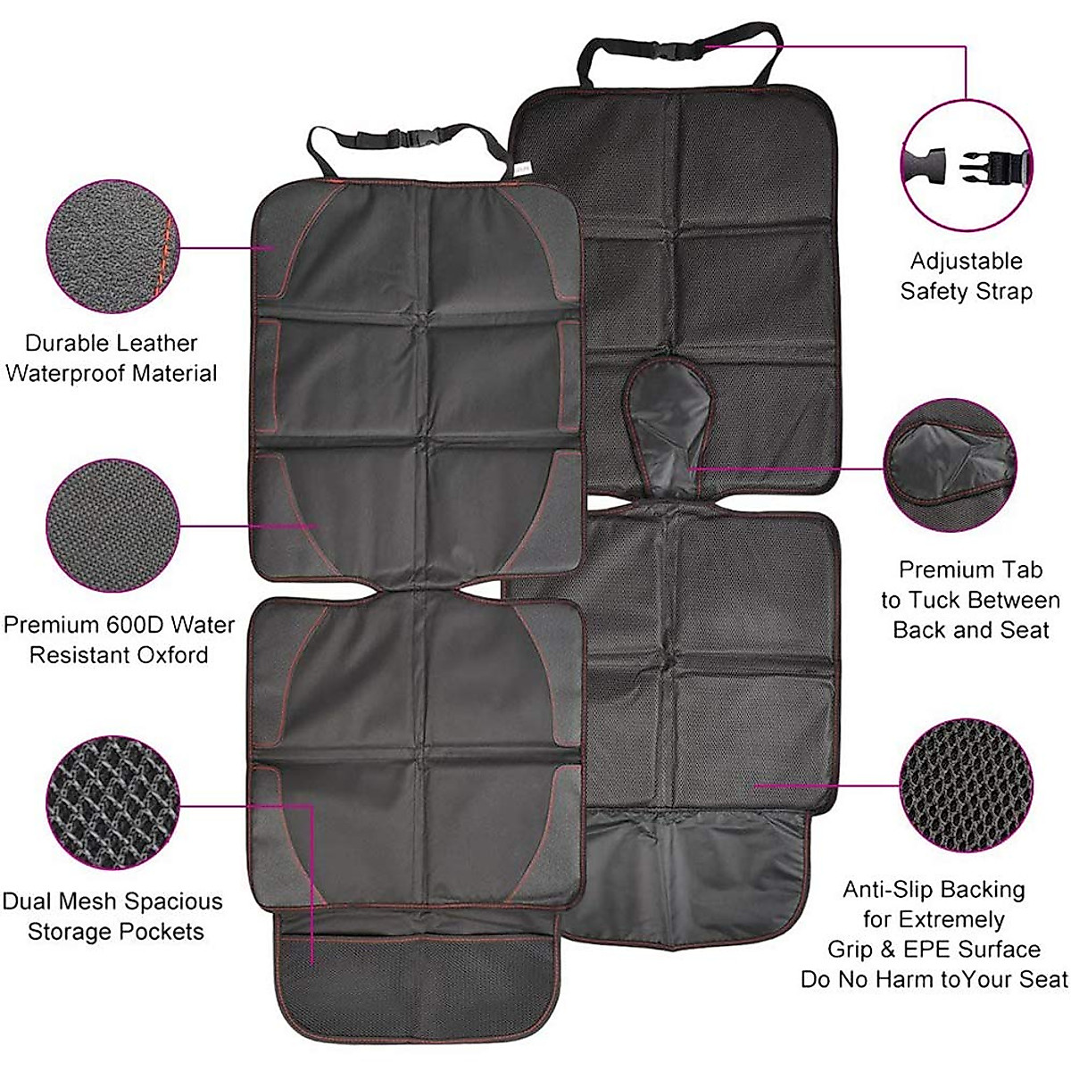 UCARE Child Car Seat Protector Waterproof Foldable Baby Seat Cover Protector for Child & Baby Cars Seats with Thickest Padding and Non Slip Backing (1)