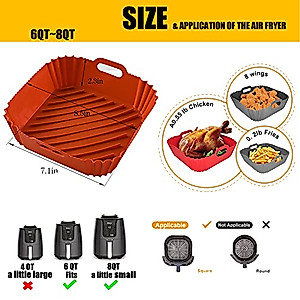 2Pcs Silicone Air Fryer Liners, ZSTea 8.5 Inches Square Air Fryer Silicone Basket Bowl Reusable Baking Tray Oven Air Fryer Accessories for 3 to 8 QT - Non-stick & Food-grade (Pink + Gray)
