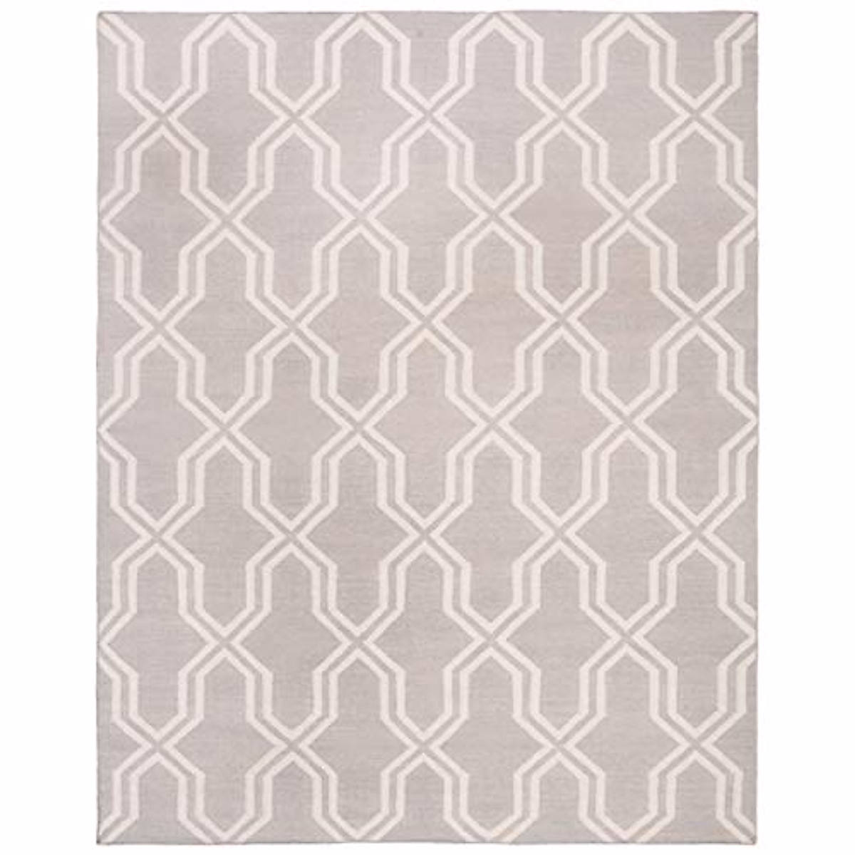 SAFAVIEH Dhurries Collection 8' x 10' Grey/Ivory DHU559G Handmade Flatweave Premium Wool Area Rug