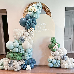 Dusty Blue Sage Green Balloon Garland Kit Olive Green Grey White Baby Blue Latex Balloons Boho Balloon Arch kit for Gender Neutral Baby Shower Birthday Bridal Wedding Party Decoration