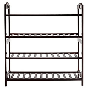 ZKTYQUIHE Bamboo 16-Pairs 4-Tier Shoe Rack, Wooden Shoe Shelf Storage Organizer, for Entryway, Hallway, and Closet Shoe Stand Wooden Stackable Shoe Shelf Shoe Storage Organizer