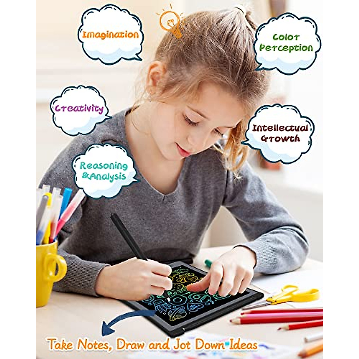 LCD Writing Tablet,Electronic Writing &Drawing Board Doodle Board,Sunany 8.5" Handwriting Paper Drawing Tablet Gift for Kids and Adults at Home,School and Office (Black)