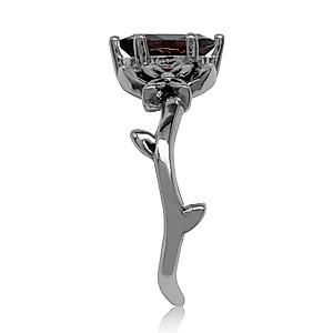 Silvershake 1.45ct. Natural Garnet 925 Sterling Silver Flower and Leaf Vintage Inspired Ring Size 10