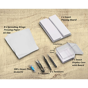 Making Insect Specimen Tools Kit, with Insect Pins,Insect Pinning Board, Wings Pressing Paper,Tweezers, Scissors, Insect Display Case, Insect Collection for Bug Hobbyist/Biology Projects