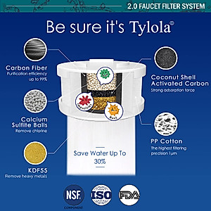 Tylola LongLasting Bathroom Sink Faucet Water Filter .Removes 99% Chlorine Heavy Metals. Hard Water Softener. Kitchen Purifier. Relieve Dry, Rough&Itchy Skin, Suitable for Sensitive Skin.TWF 2.0.