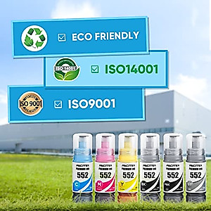 PACITEK Pigment Ink 552 Refill Ink Bottle Compatible for T552 Use with EcoTank Photo ET-8550 ET-8500 Printer (6-Bottle)