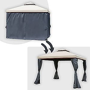 Sunshine Outdoor Replacement Gazebo Curtains 4 Panels with Zipper for Garden Patio Yard (10'x10', Grey)(Curtains Only)