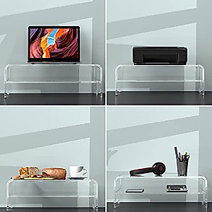 Zimilar Acrylic Monitor Stand Riser, 16inch Clear Acrylic Monitor Riser for Home Office, 2-Tier Clear Monitor Stand Laptop Stand Riser for PC Screen, Printer, Mac Book (2-Tier Acrylic)