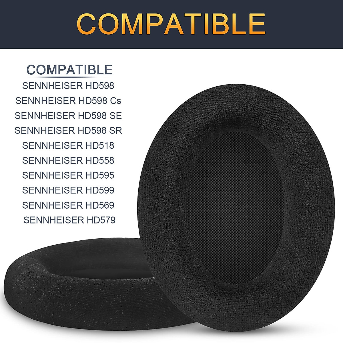 Gvoears HD598 Ear Pads Cushions for Sennheiser HD598 HD598 Cs HD598SE HD 598 SR HD518 HD558 HD595 HD599 HD569 HD579 HD560s Headphones Earpads,Headset Ear Cushions Earmuffs Comfort Black Dense Velvet