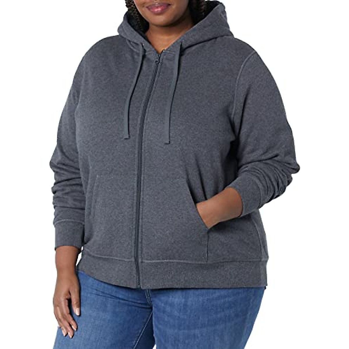 Amazon Essentials Women's Sherpa-Lined Fleece Full-Zip Hooded Jacket (Available in Plus Size), Charcoal Heather, X-Large