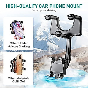 Phone Mount for Car, 360°Rotatable and Retractable Car Phone Holder Mount Multifunctional Rearview Mirror Phone Holder Car Adjustable Cell Phone Holder for All Smartphones