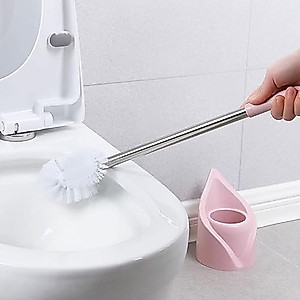 Household Toilet Bowl Brush Floor Stand Double Sided Brush Head Toilet Brush Stainless Steel Long Handle Toilet Cleaner Brush