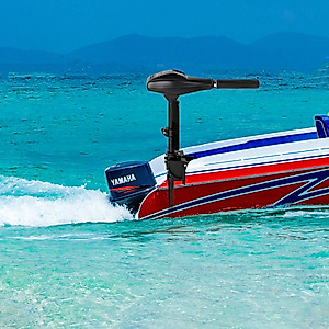 58LB Thrust Transom Mounted Saltwater Electric Trolling Motor, Outboard Boat Engine with Power Propeller for Heavy Duty Inflatable Fishing Boats