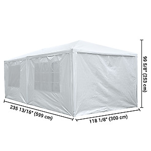 Yescom 10'x20' White Outdoor Wedding Party Patio Enclosed Canopy Tent w/Removable Side Wall Canopy Sun Shelter