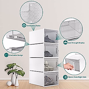 YITAHOME Shoe Storage Box, 18 PCS Medium Size Shoe Storage Organizers Stackable Shoe Storage Box Rack Containers Drawers