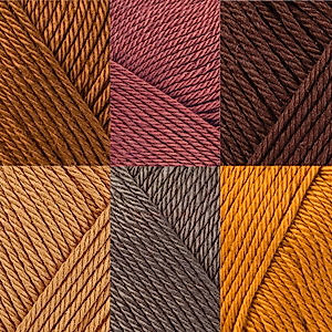 6 Balls of Schachenmayr Catania Originals Yarn, Mercerised Cotton Amigurumi Yarn, Easy Crochet Yarn, Mix Colors, 2-Fine (Brown Mix)