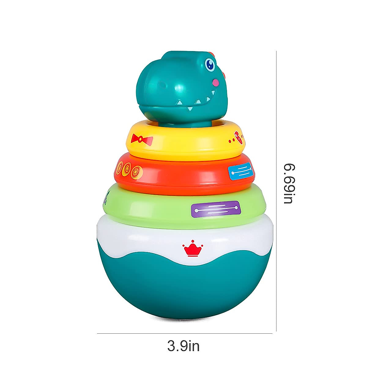 Chibon Roly Poly Baby Development Toys 6 to 12 Months, Weeble Wobble Tummy Time Toys, Dinosaur Tumbler Wobbler Toys for Infant Boy Girl Gifts